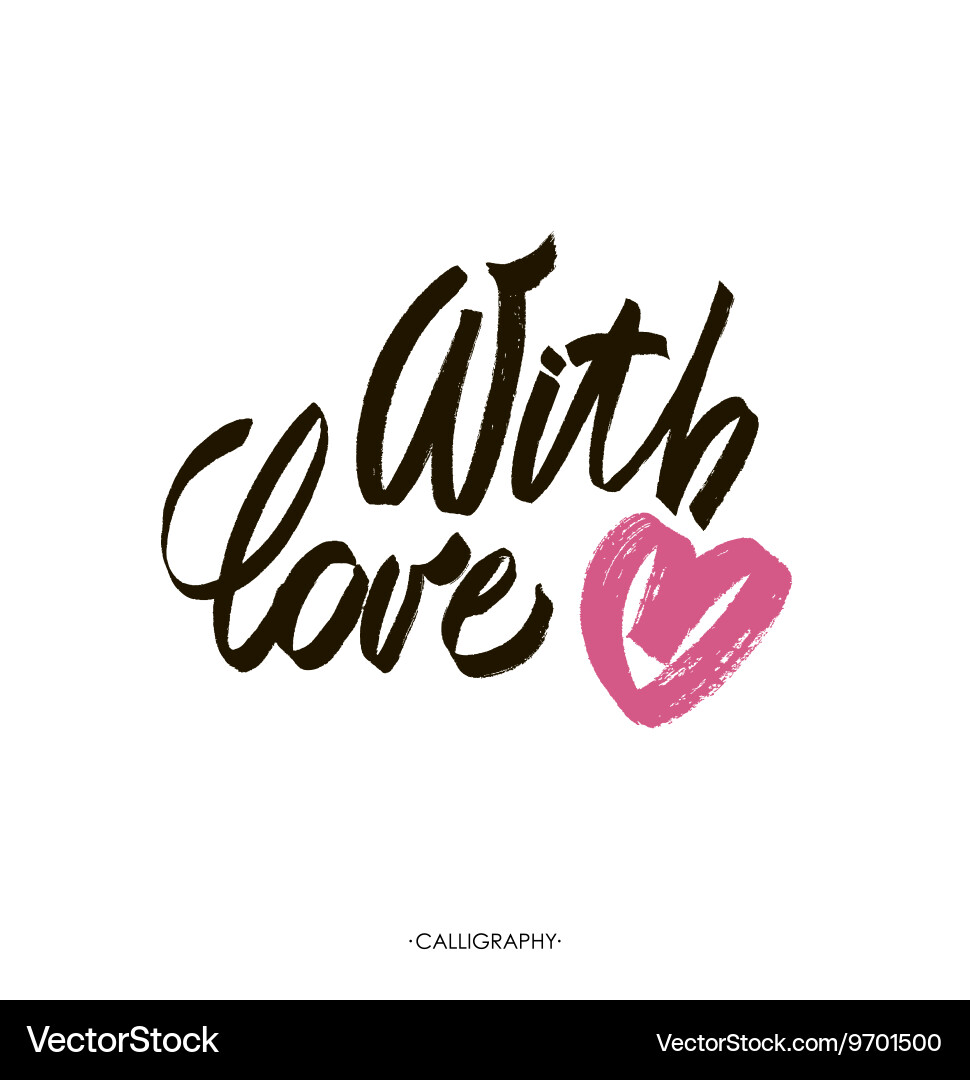 With love brush calligraphy handwritten Royalty Free Vector