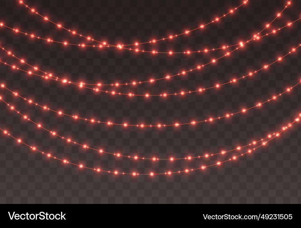 Christmas garland glowing red light bulbs string Vector Image