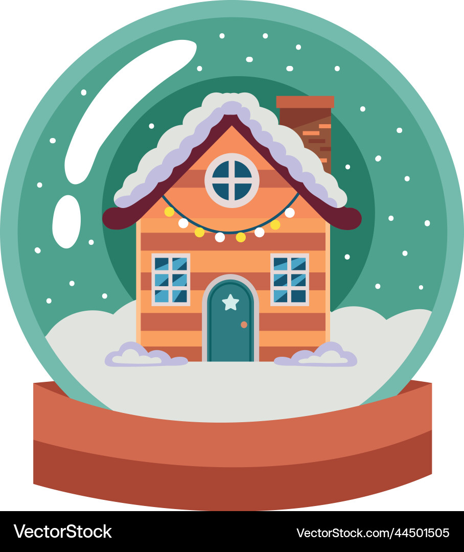 Christmas house in snow sphere Royalty Free Vector Image