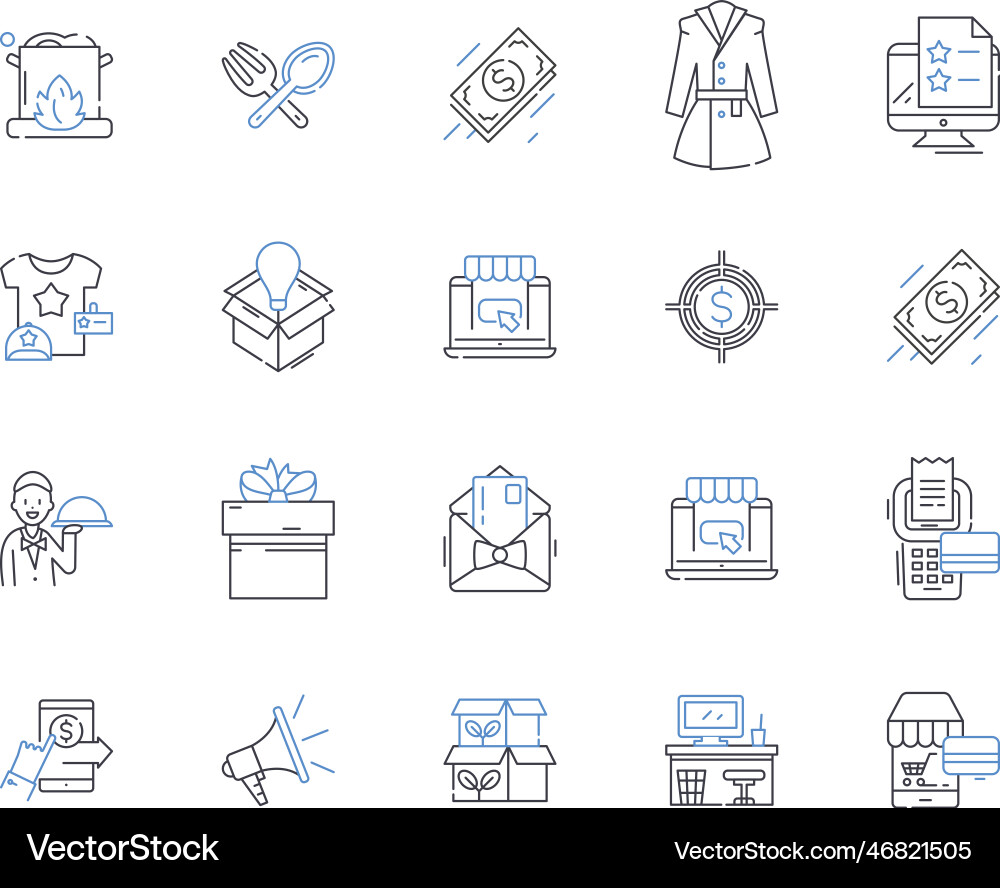 Corner store line icons collection snacks Vector Image