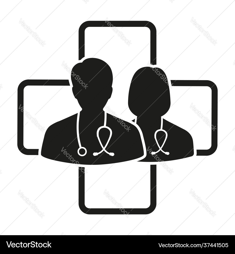 Doctors on background medical cross Royalty Free Vector