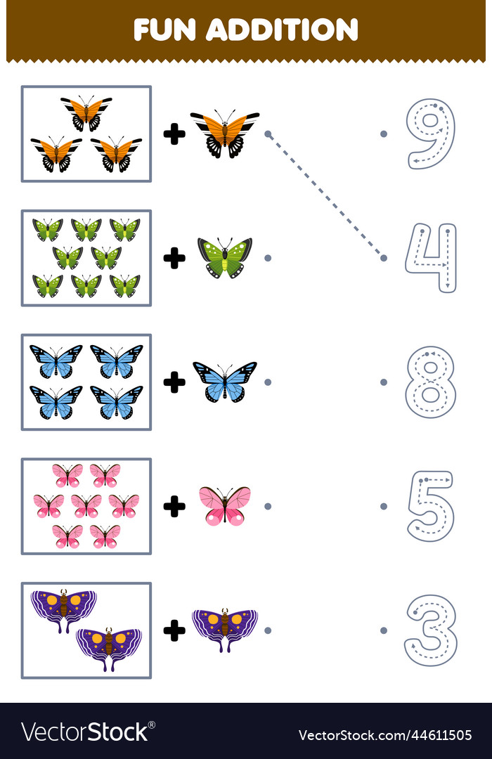 Education game for children fun addition of cute Vector Image