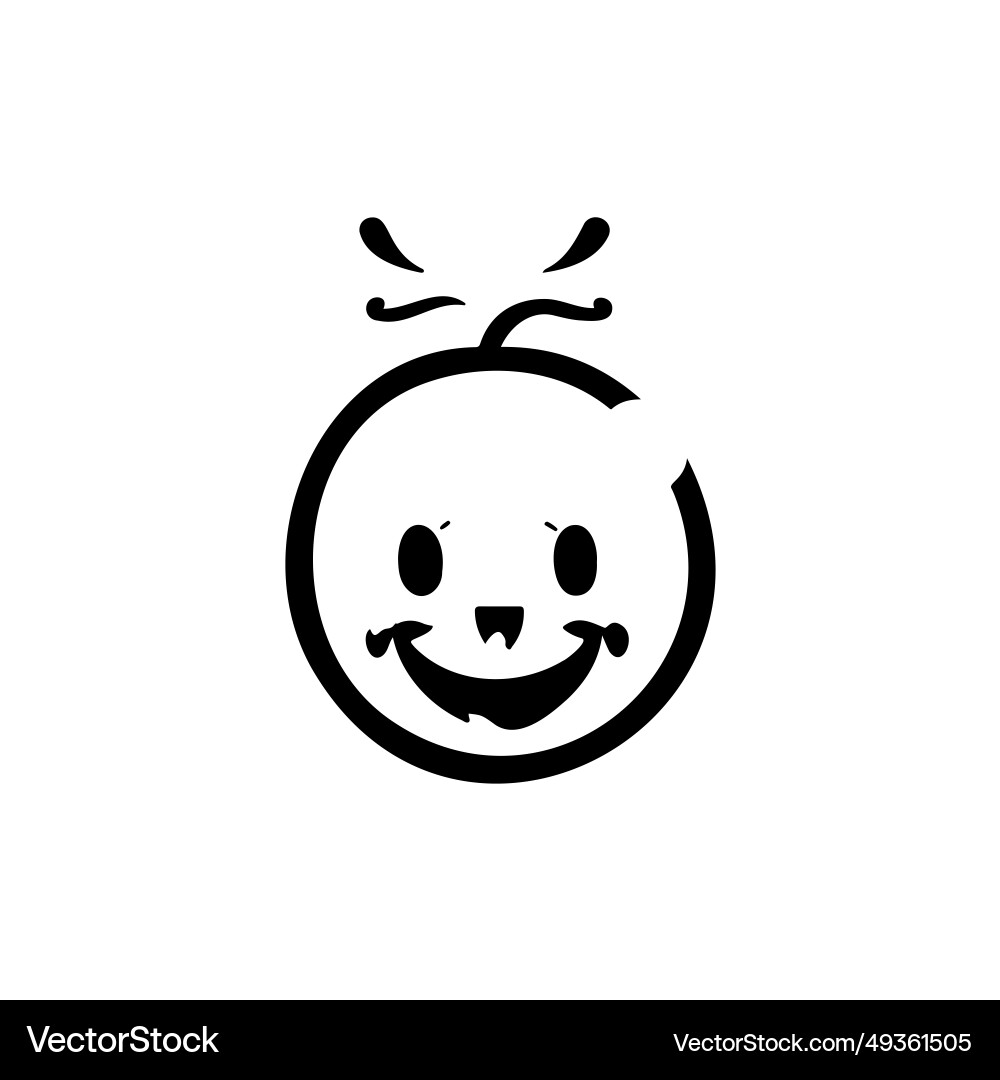 Embarrassing icon hand draw black colour emoji Vector Image