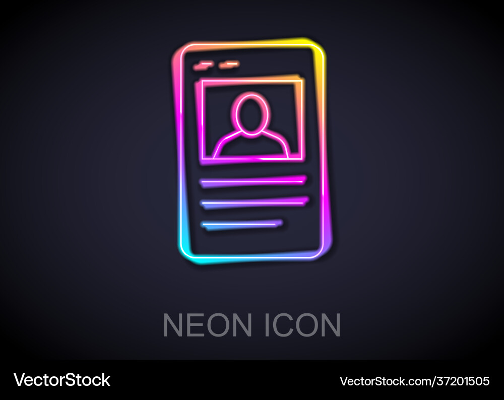 Glowing neon line baseball card icon isolated Vector Image