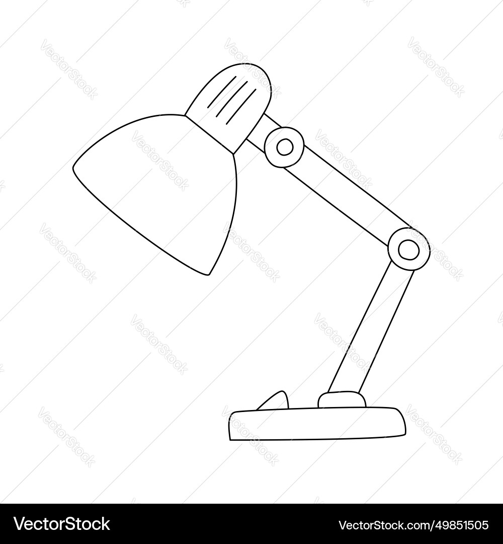 Hand drawn table lamp electric lighting appliance Vector Image