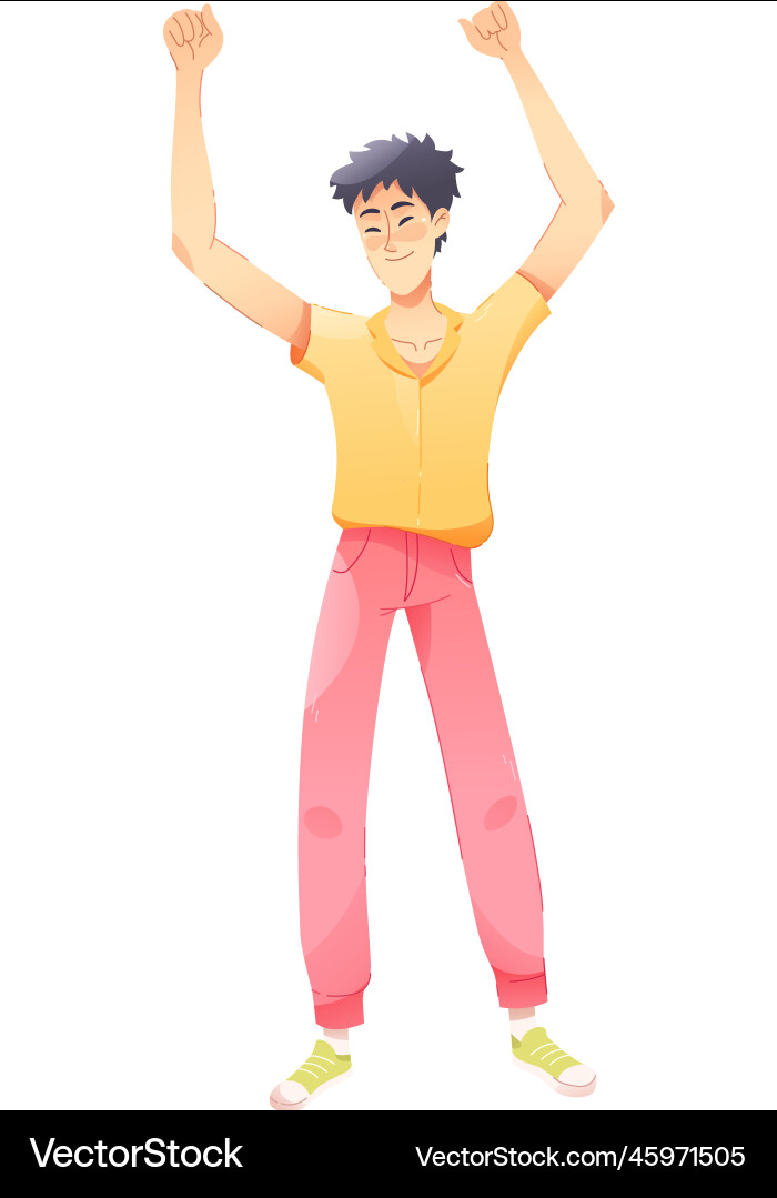 Happy man character rejoicing and cheering Vector Image