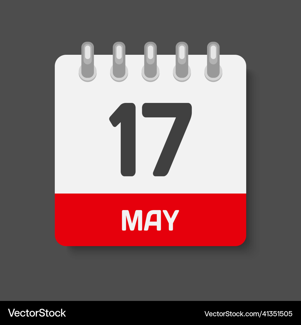 Icon day date 17 may template calendar page Vector Image