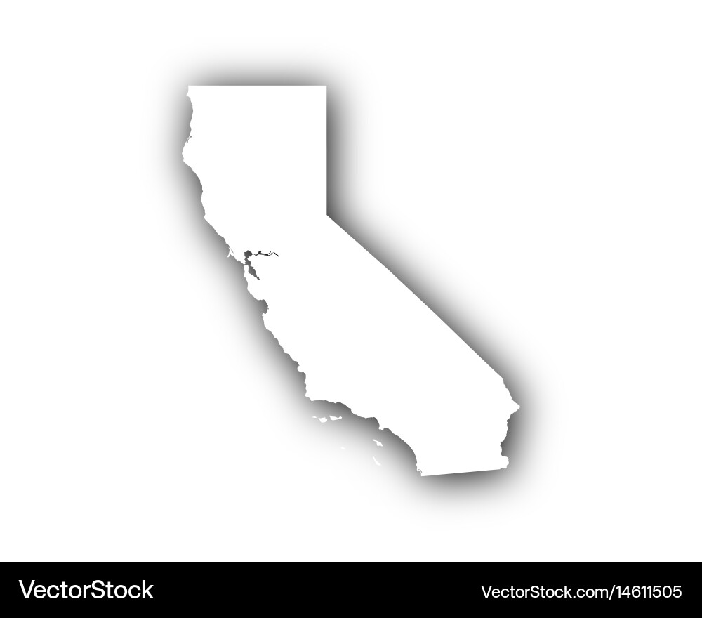 Map of california with shadow Royalty Free Vector Image