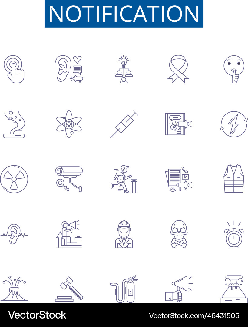 Notification line icons signs set design Vector Image
