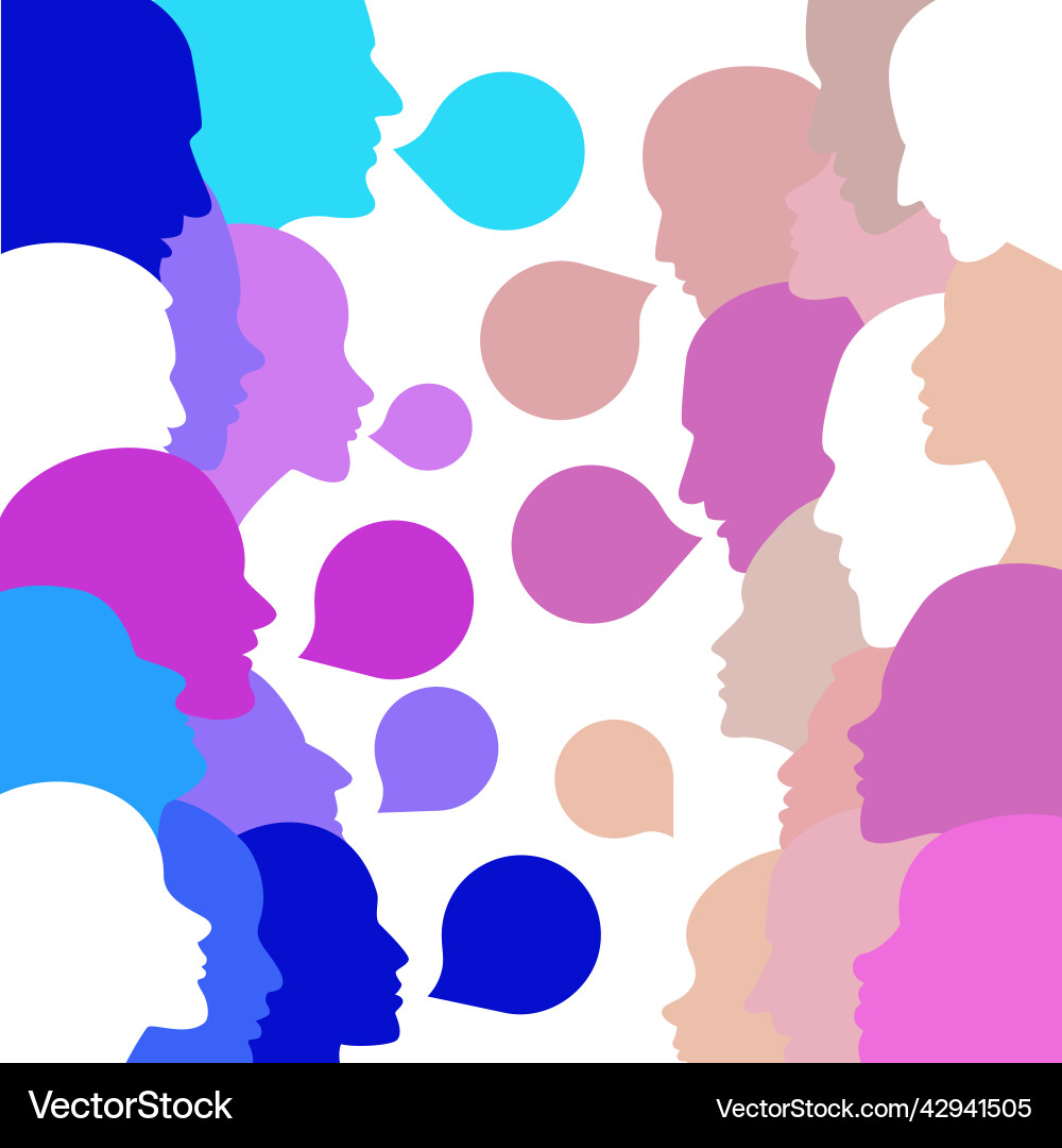 People profile heads in dialogue background Vector Image