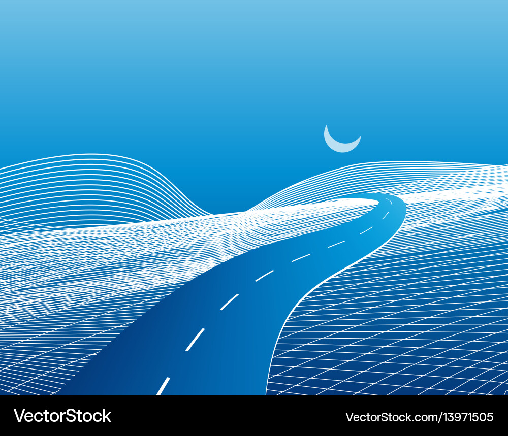 Road and highway on a stylized abstract map with Vector Image