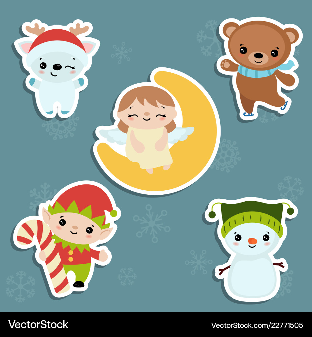 Set of christmas characters Royalty Free Vector Image