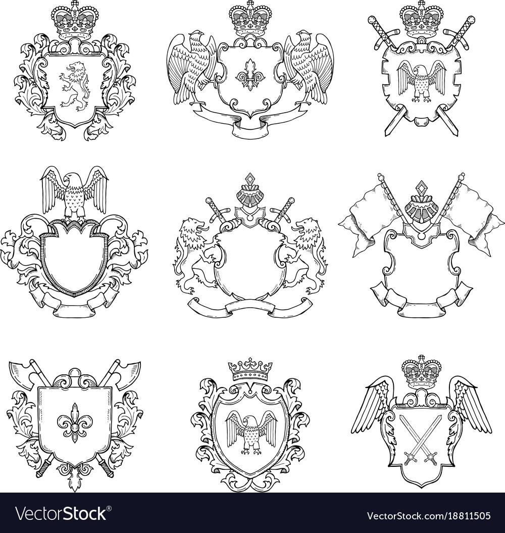 Template heraldic emblems different empty Vector Image