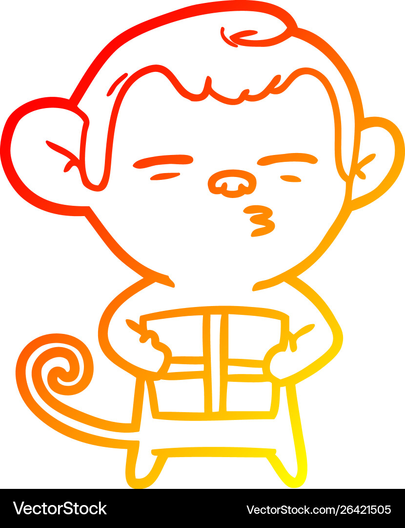 Warm gradient line drawing cartoon suspicious Vector Image