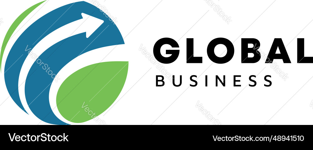 Business logo template globe and arrow Royalty Free Vector