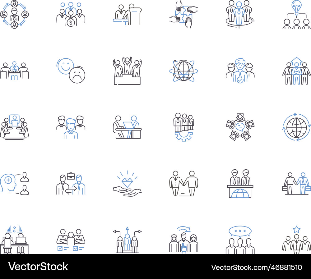 Collaboration line icons collection partnership Vector Image