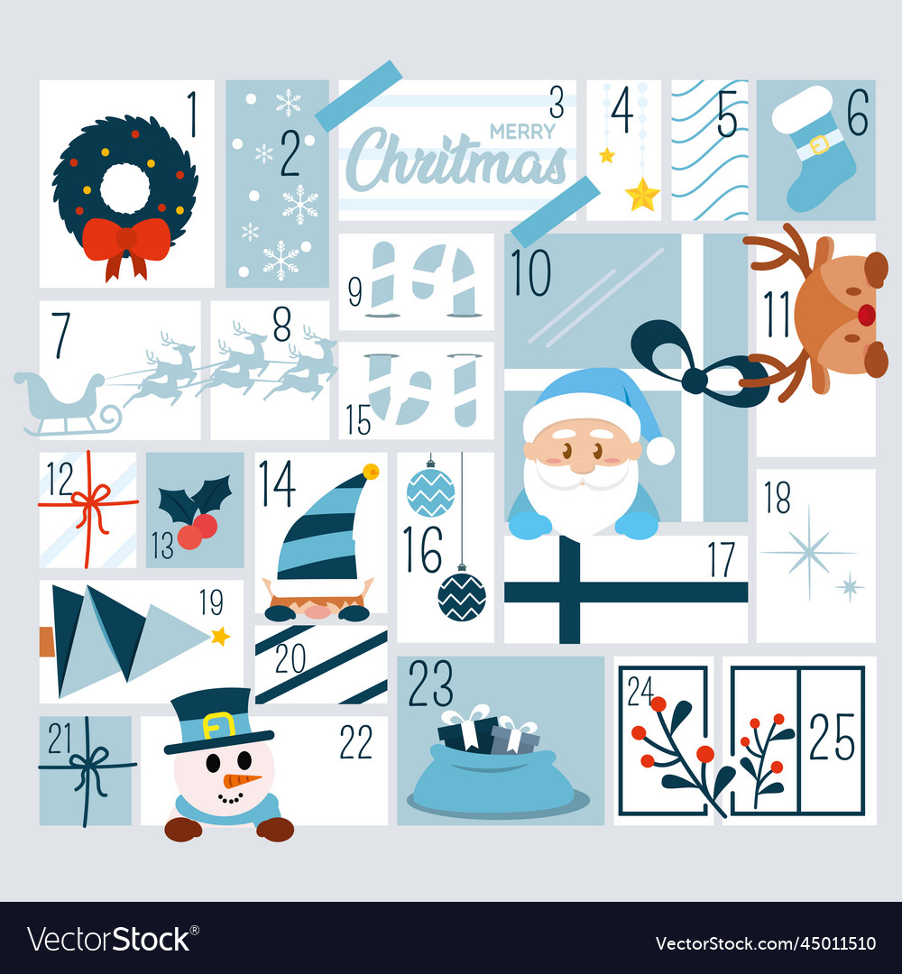 Colored christmas advent calendar with traditional Colored christmas advent calendar with traditional