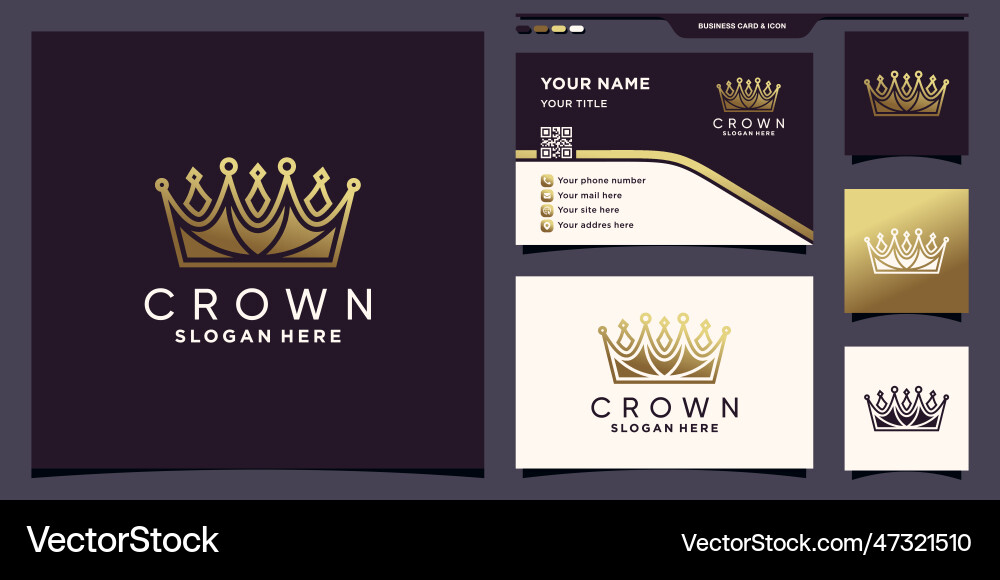 Creative crown logo with modern golden style Vector Image