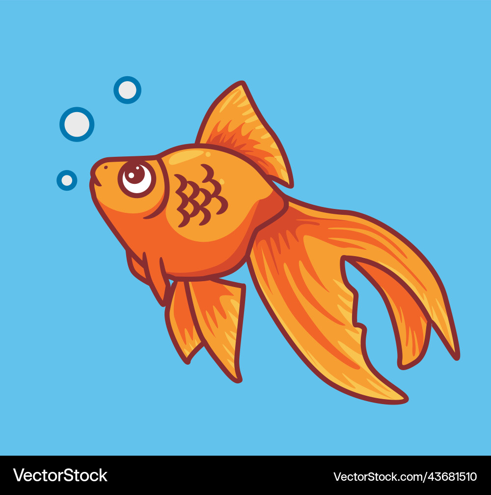 Cute golden fish with beautiful tail Royalty Free Vector