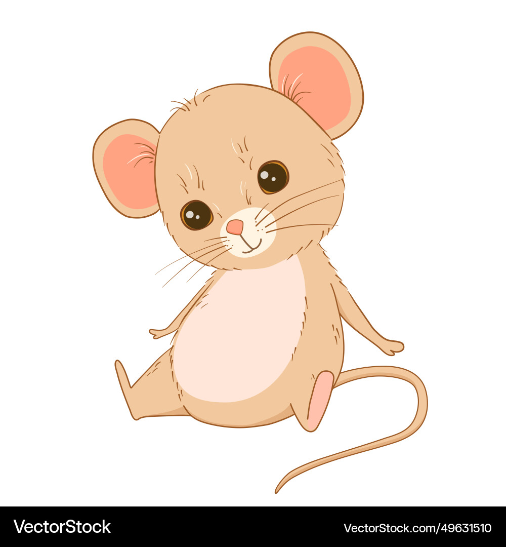 Cute sitting mouse character cartoon flat Vector Image