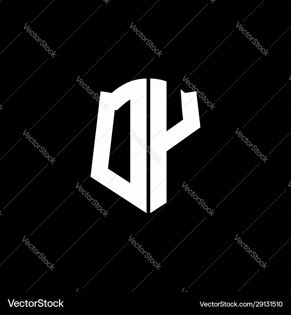 Dy monogram letter logo ribbon with shield style Vector Image