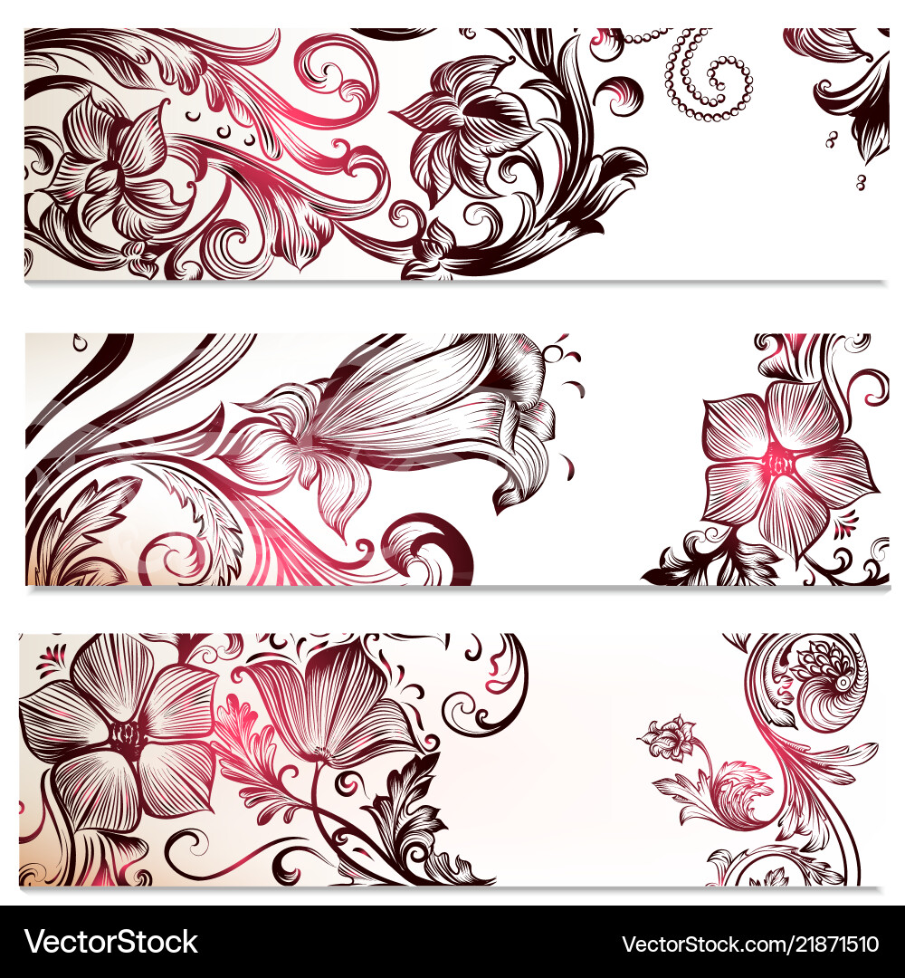 Floral backgrounds set with ornaments Royalty Free Vector