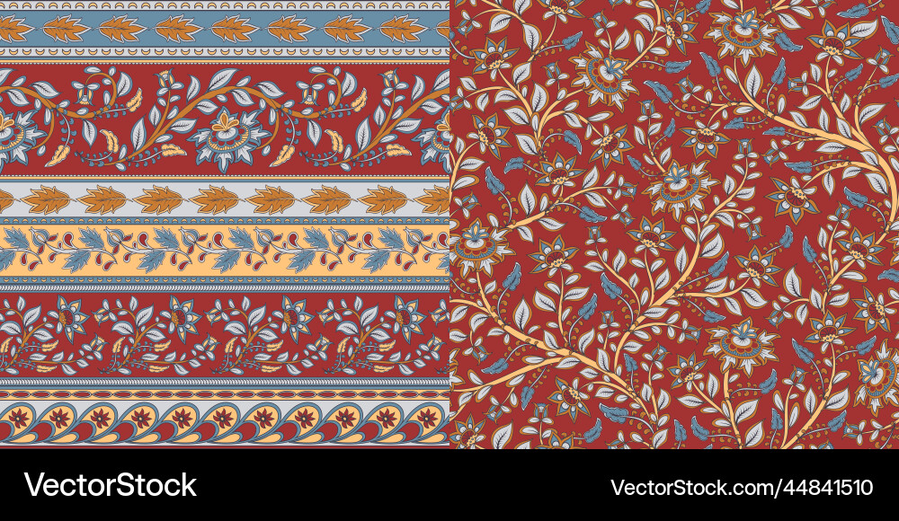 Floral pattern indian style kalamkari Royalty Free Vector