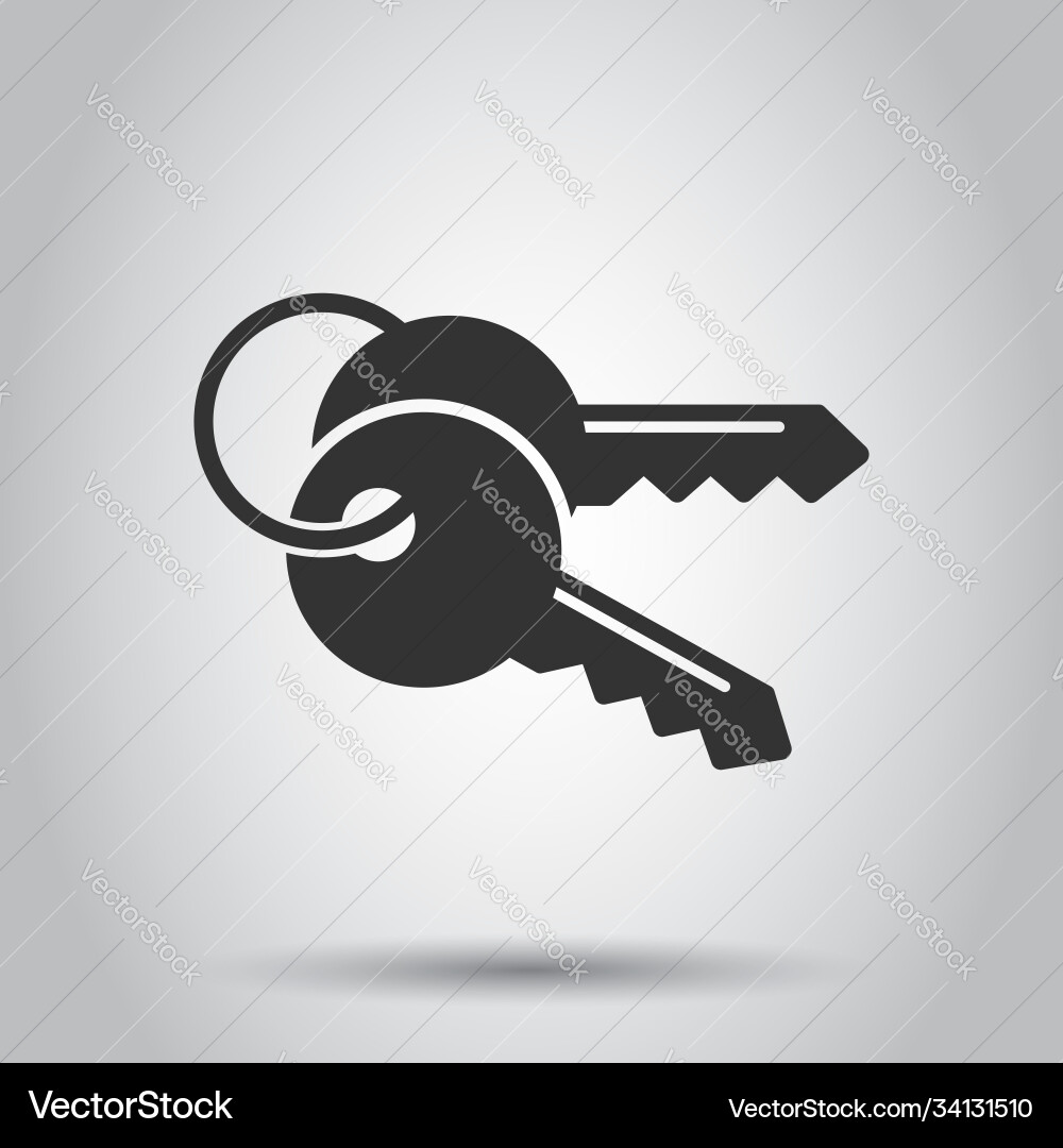 Key icon in flat style password on white isolated Vector Image