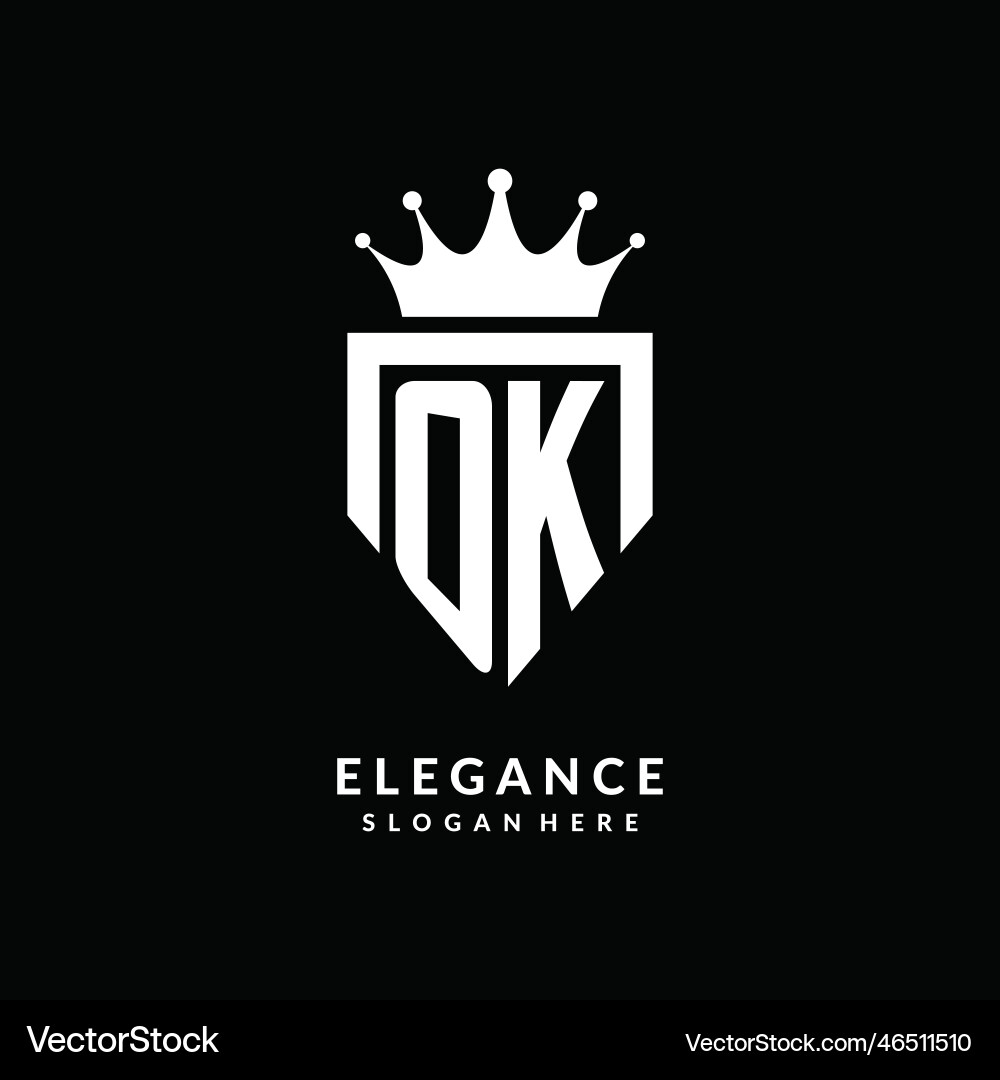 Letter ok logo monogram emblem style with crown Vector Image