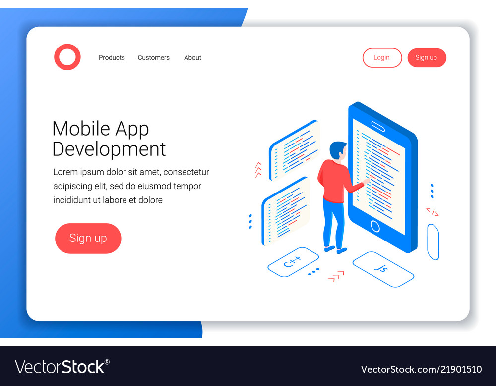Mobile app development concept Royalty Free Vector Image Mobile app development concept Royalty Free Vector Image
