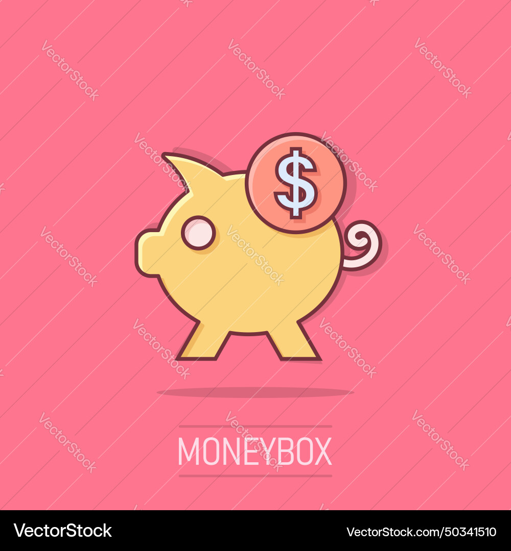 Money box icon in comic style pig container Vector Image