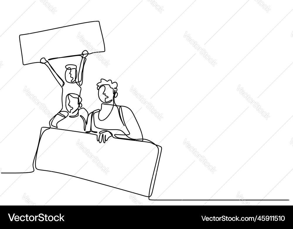 One continuous line drawing of a protester two Vector Image