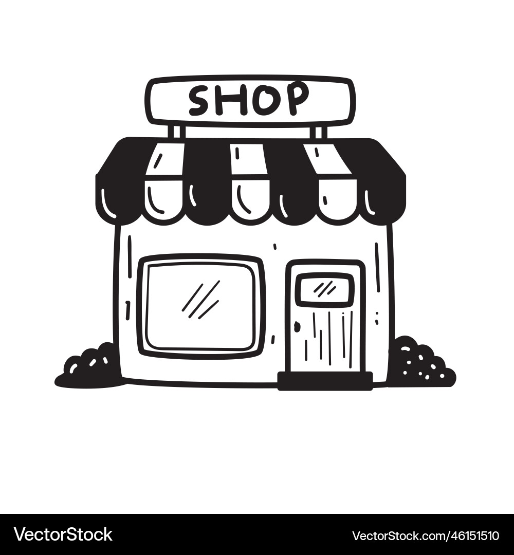 Store building in hand-drawn style Royalty Free Vector Image