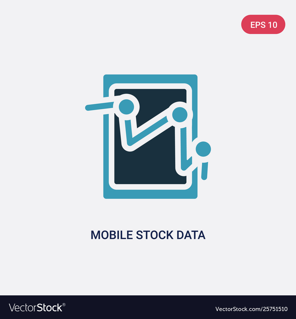 Two color mobile stock data analysis icon from Vector Image