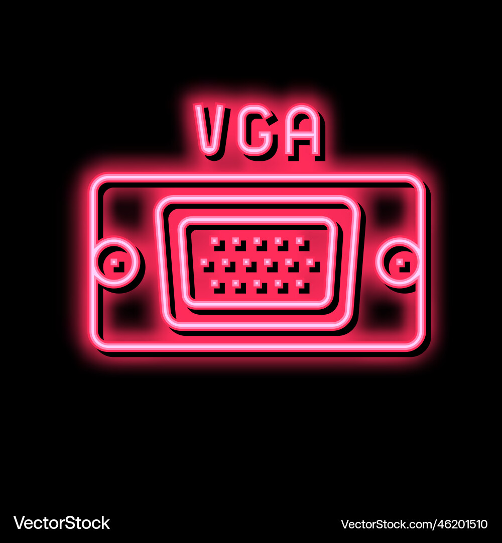 Vga computer port neon glow icon Royalty Free Vector Image