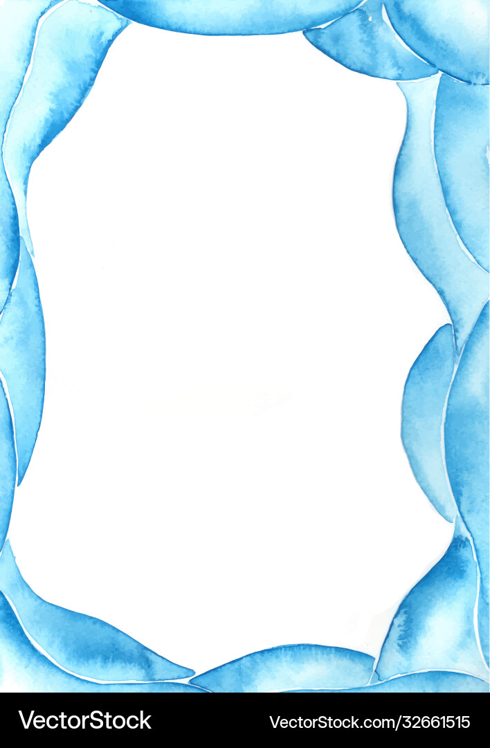 Abstract blue wave frame watercolor background Vector Image