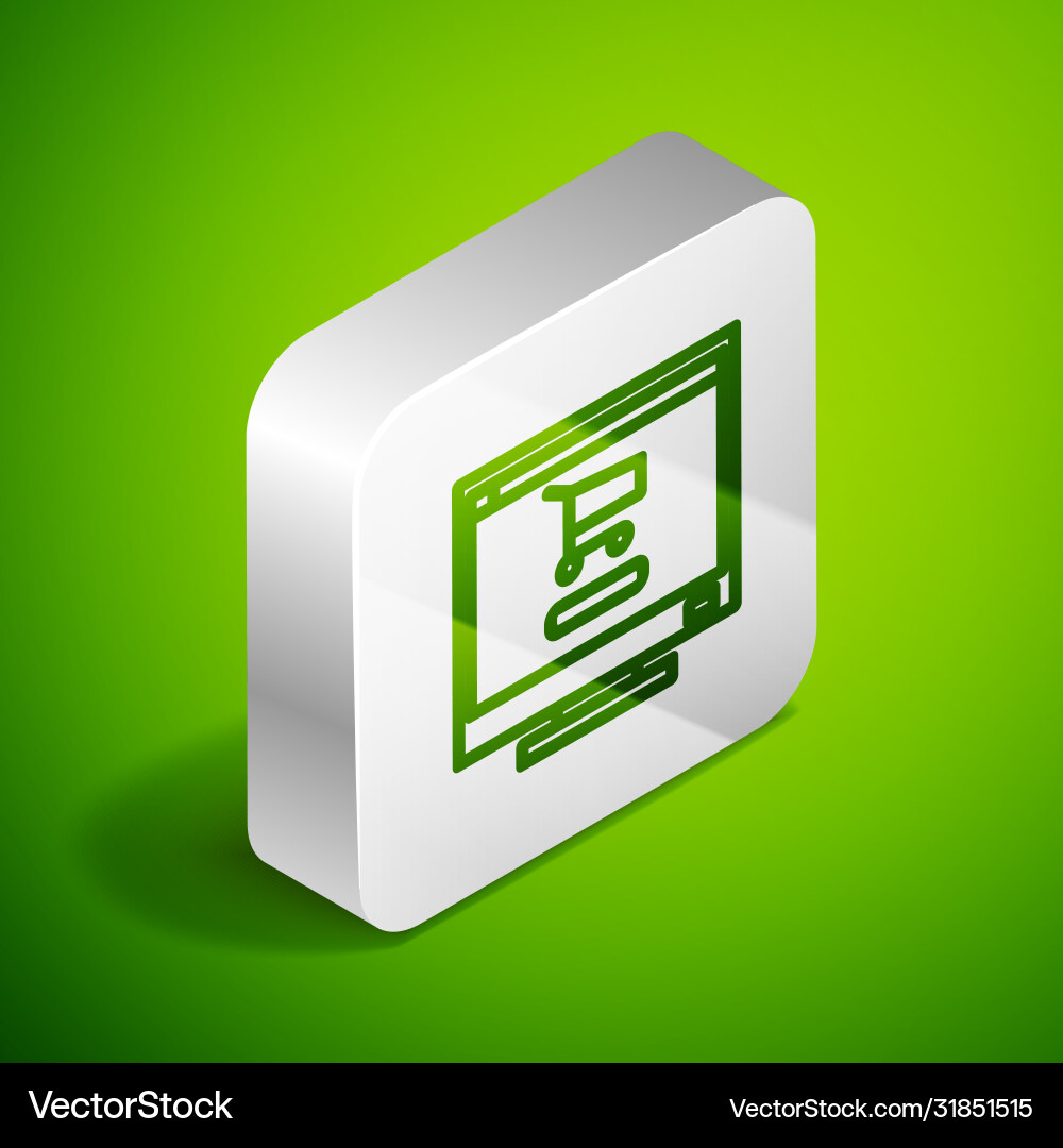 Isometric line shopping cart on screen computer Vector Image