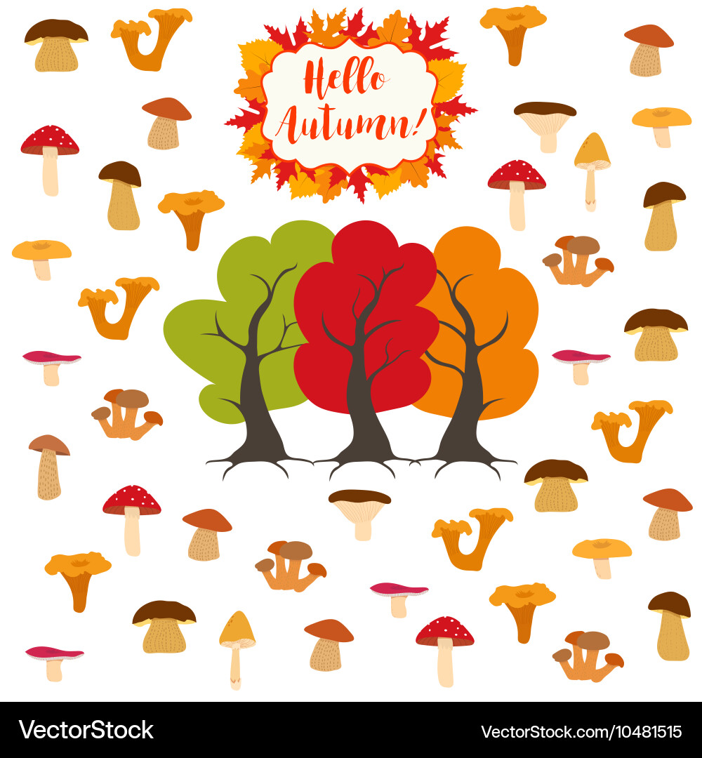 Mushrooms autumn pattern Royalty Free Vector Image
