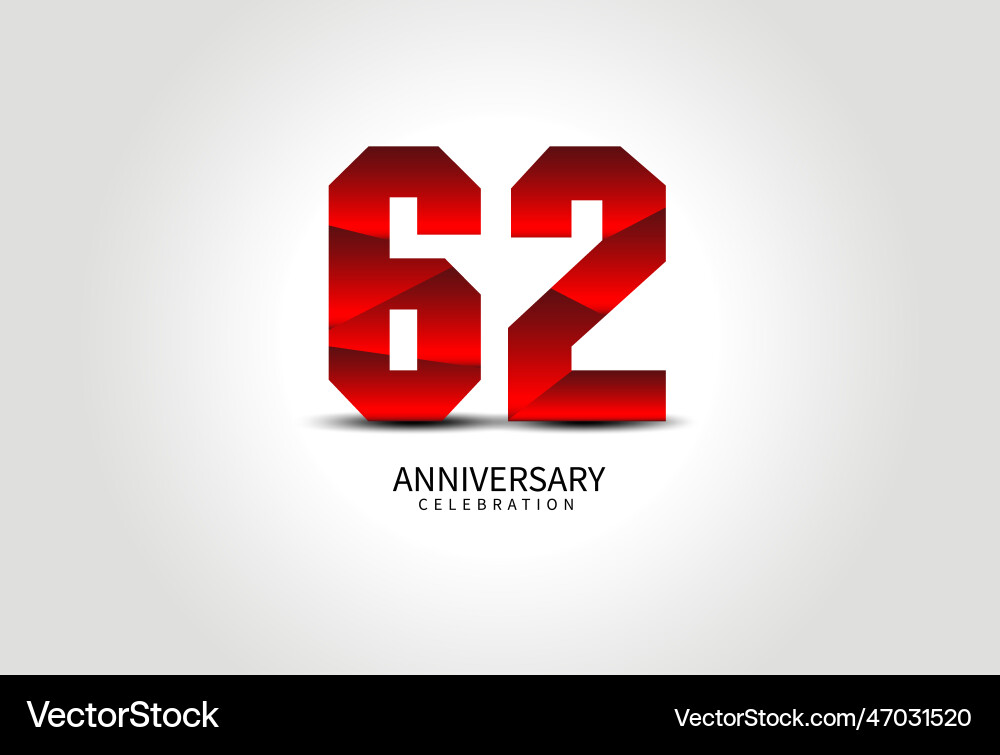 62 year anniversary celebration logo red Vector Image