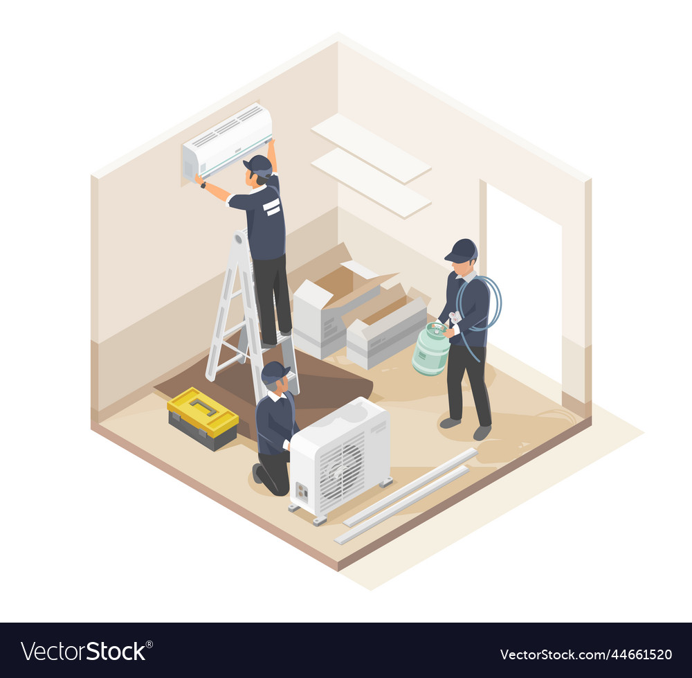 Air conditioner installation and maintenance home Vector Image Air conditioner installation and maintenance home Vector Image