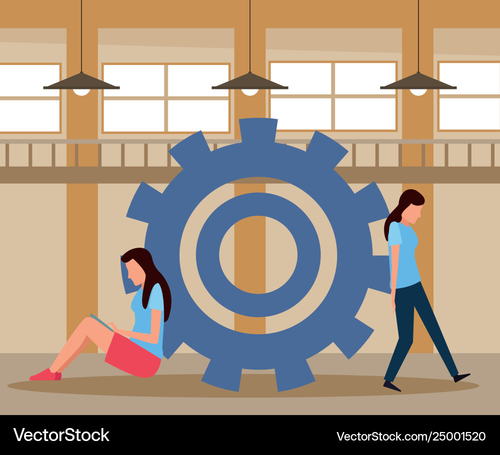 Coworkers teamwork cartoon Royalty Free Vector Image