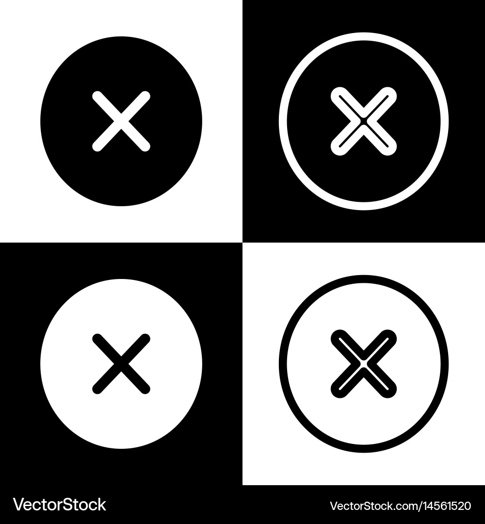 Cross sign black and white Royalty Free Vector Image