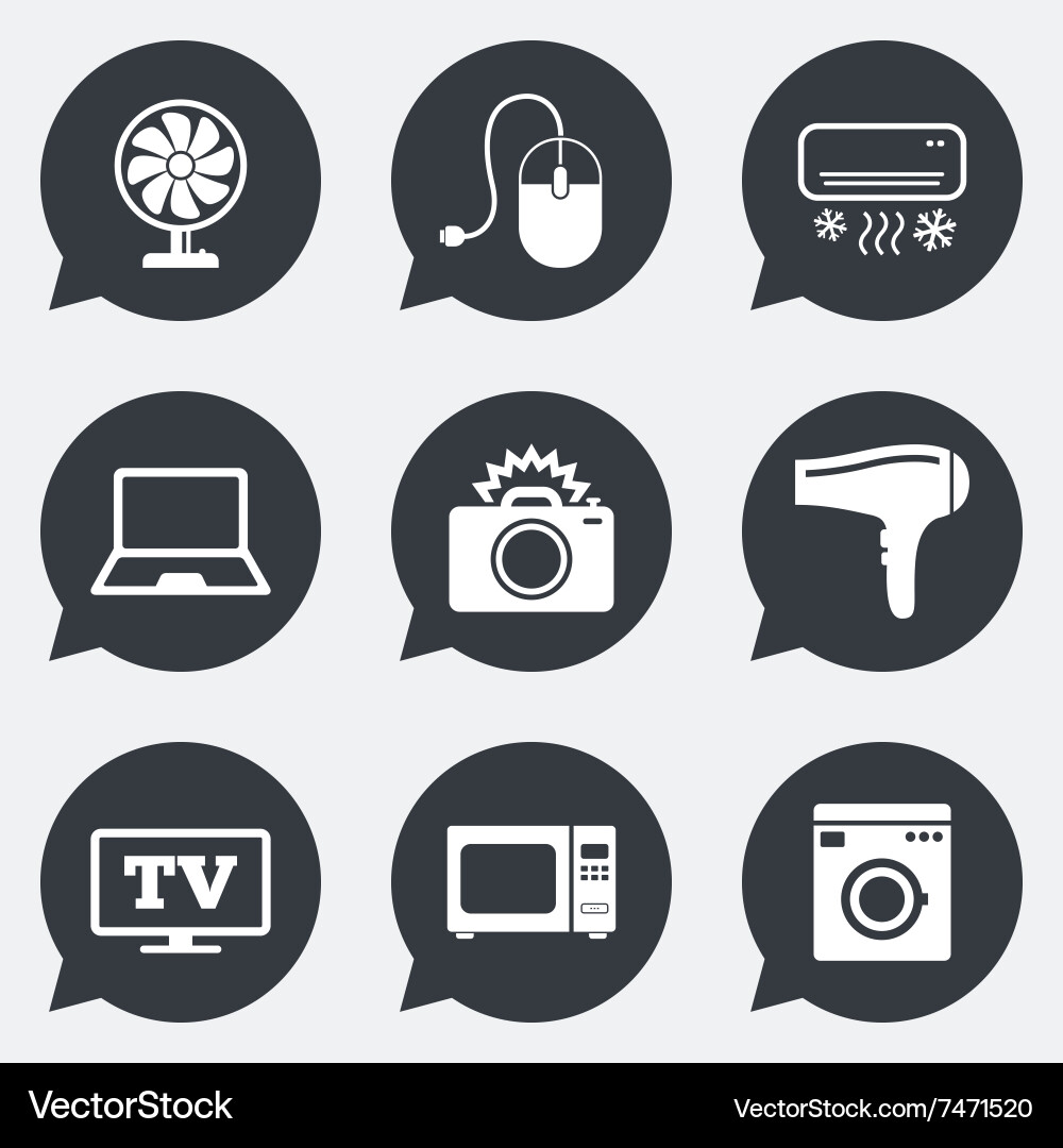 Home appliances device icons electronics sign Vector Image