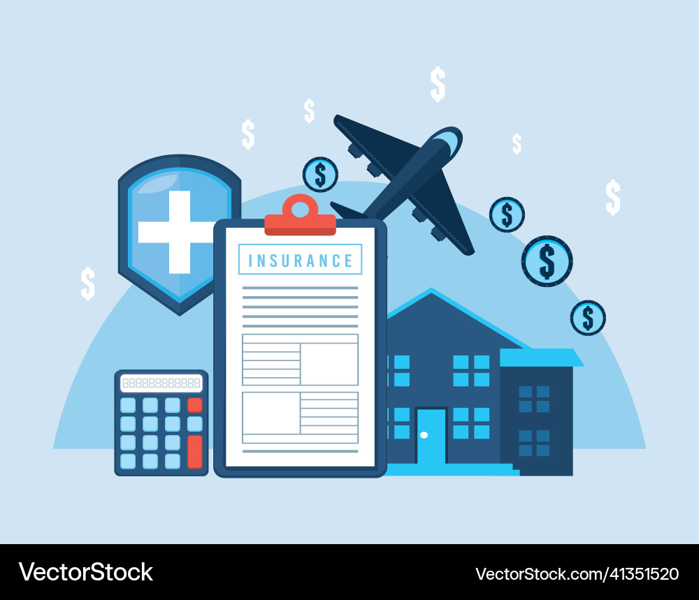 Insurance policy and icons Royalty Free Vector Image
