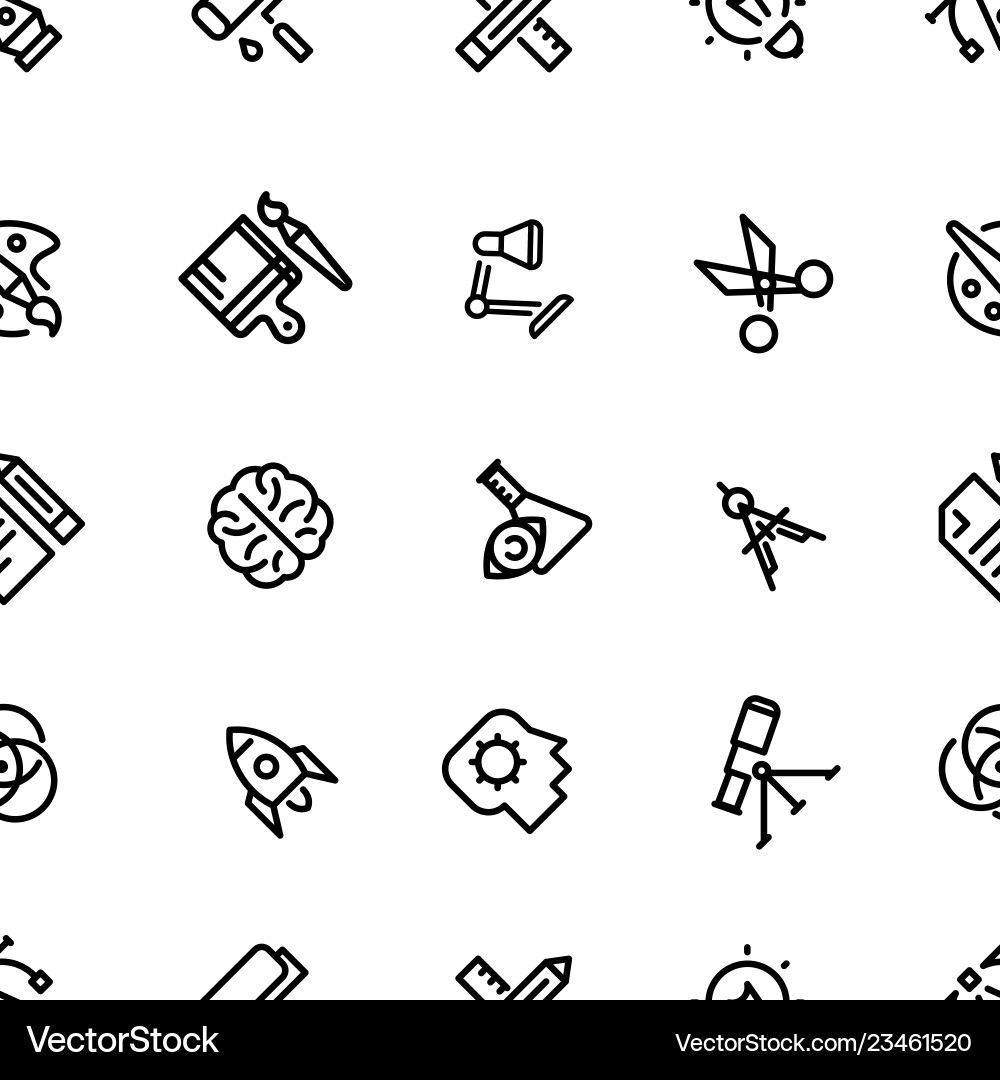 Pattern of creative icons with black fill Vector Image