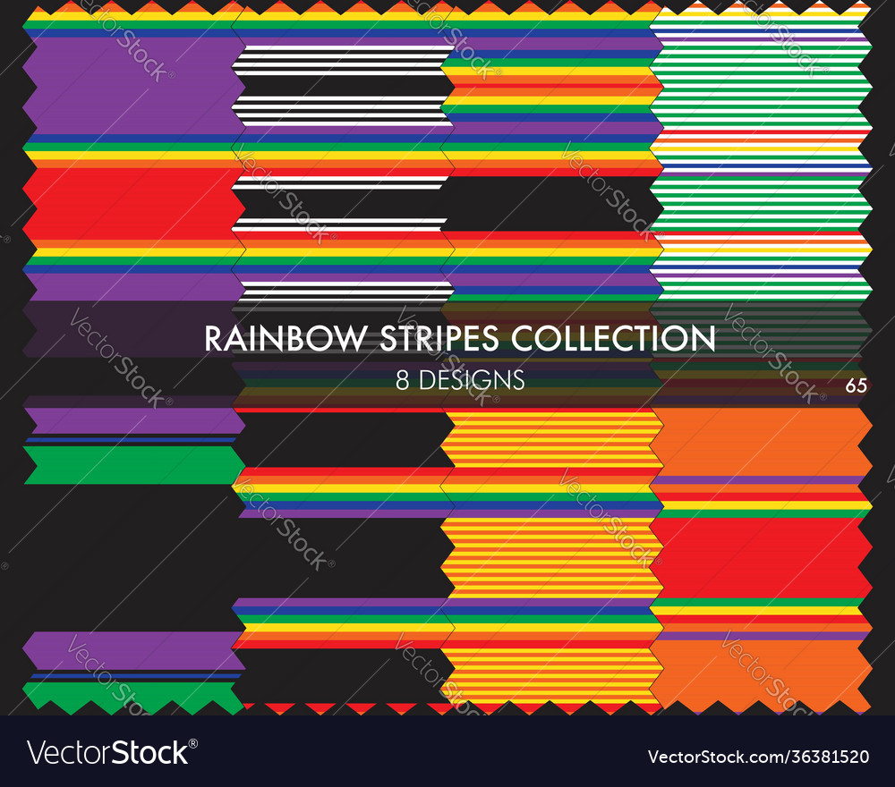 Rainbow stripe seamless pattern collection Vector Image