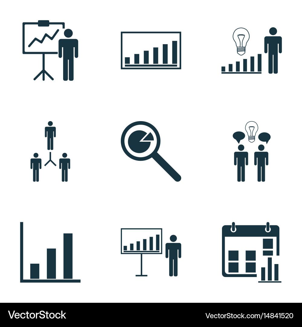 Set of 9 authority icons includes project Vector Image