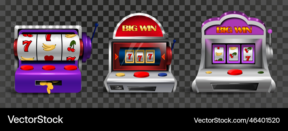 Slot game machines transparent set Royalty Free Vector Image