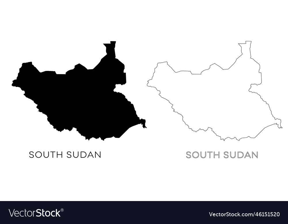 South sudan map silhouette Royalty Free Vector Image