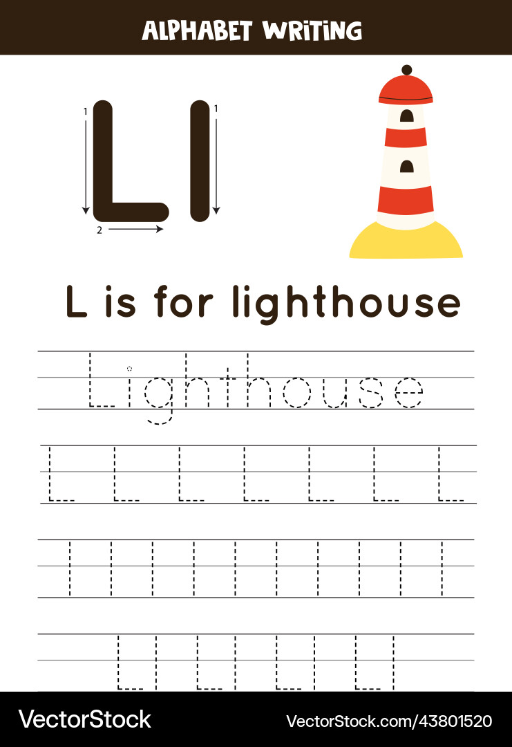 Tracing alphabet letters for kids learning letter Vector Image
